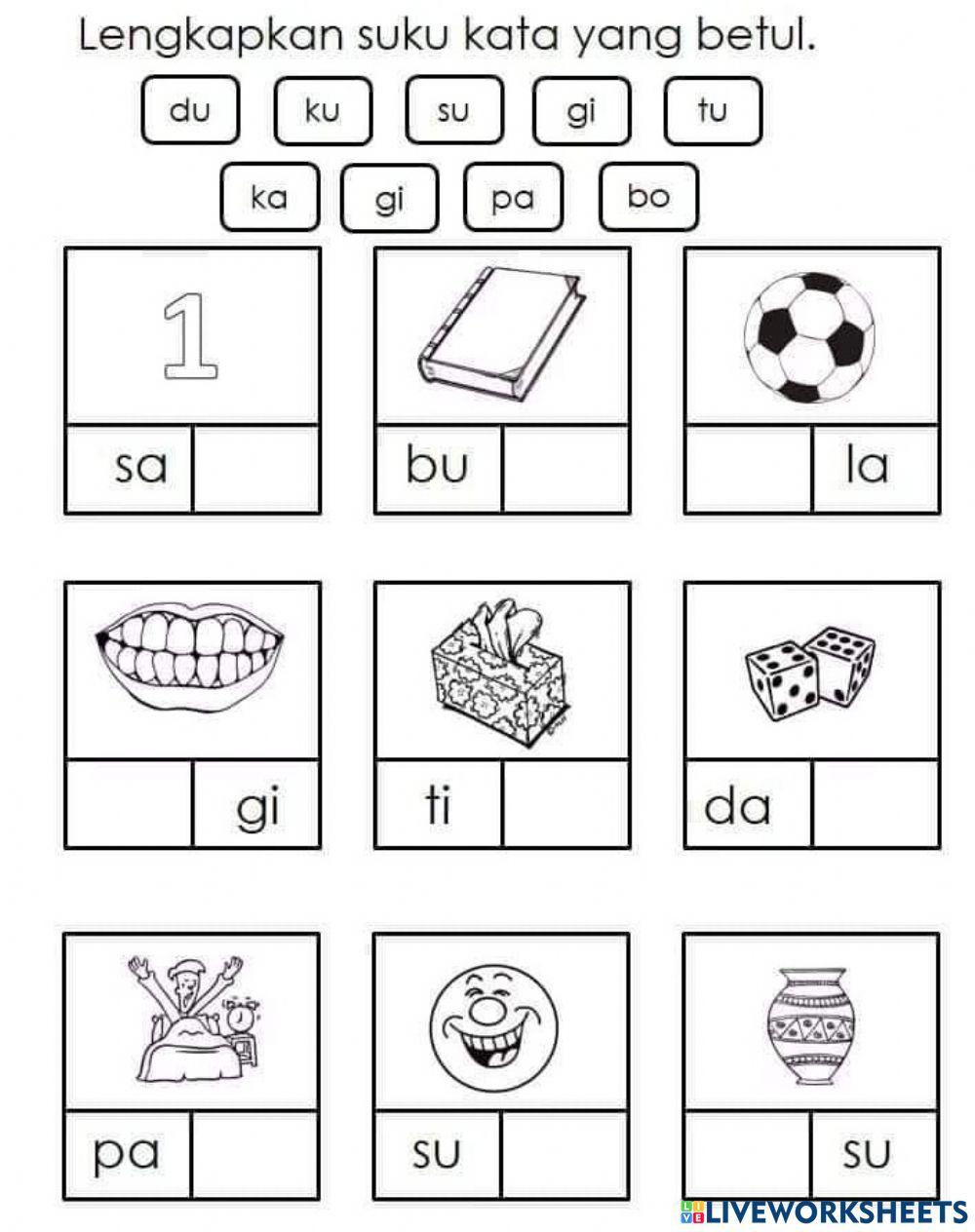 Latihan Suku Kata Tahun 1 Ansmant