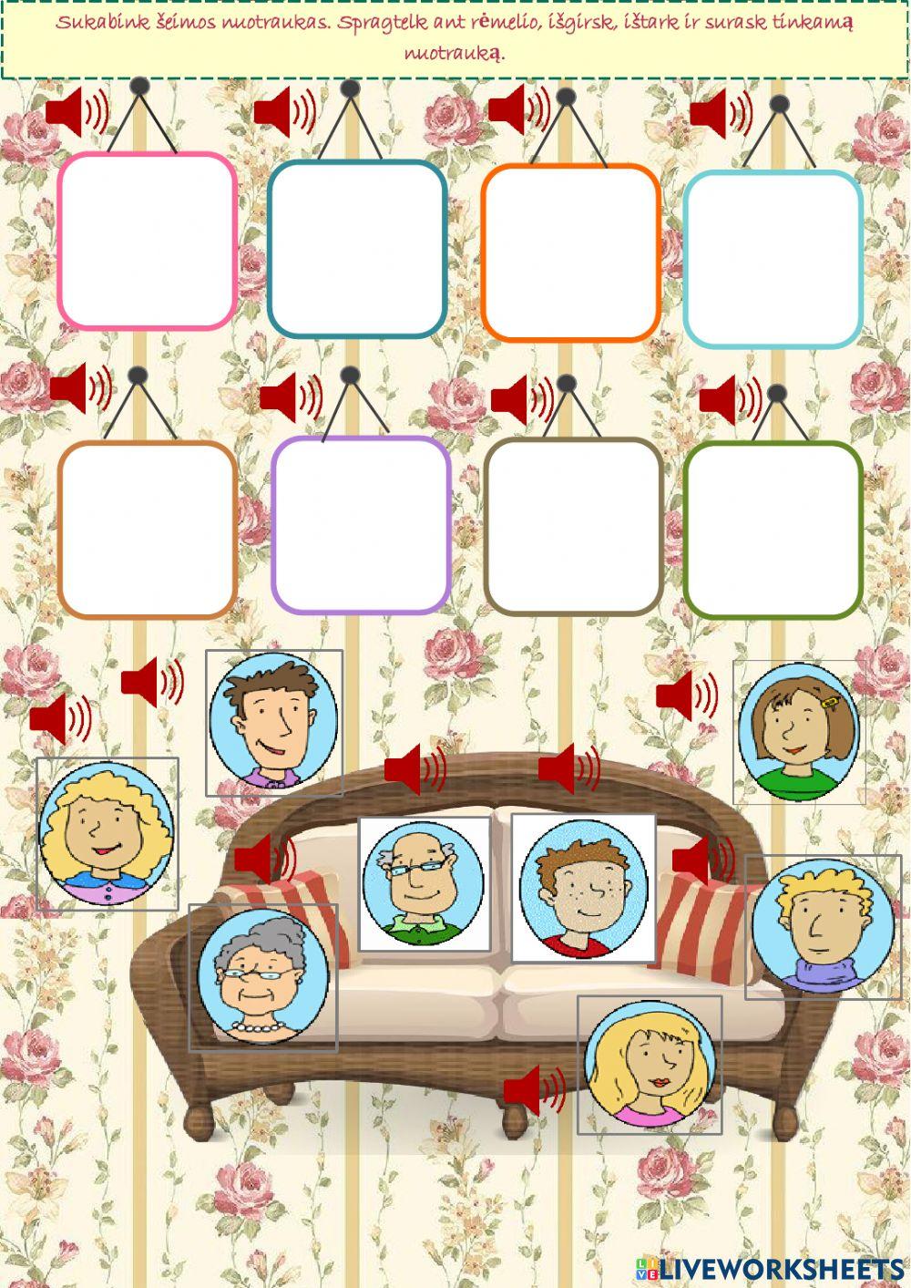 Family members online exercise for Primary | Live Worksheets