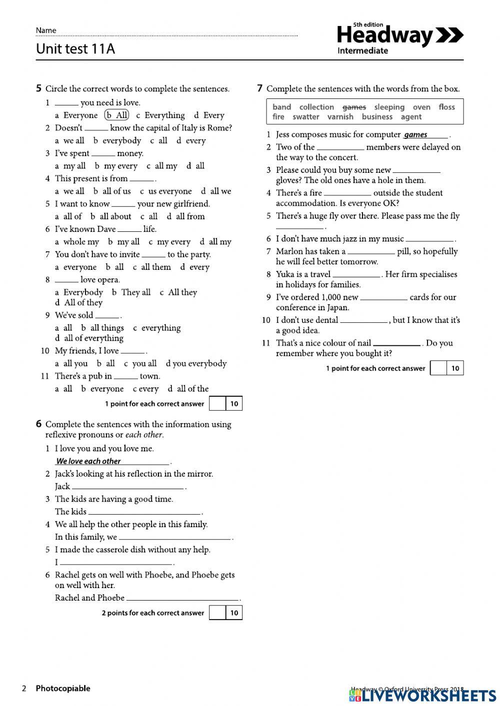 Headway Unit 11… | Free Interactive Worksheets | 6462580