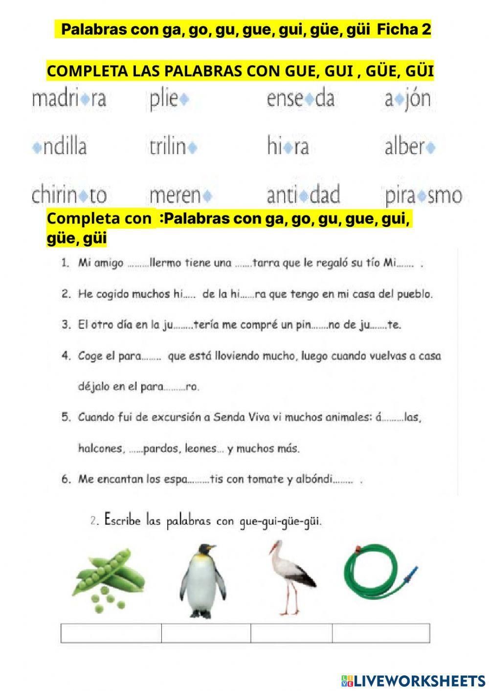 La letra g | ARCICAPITAN | Live Worksheets