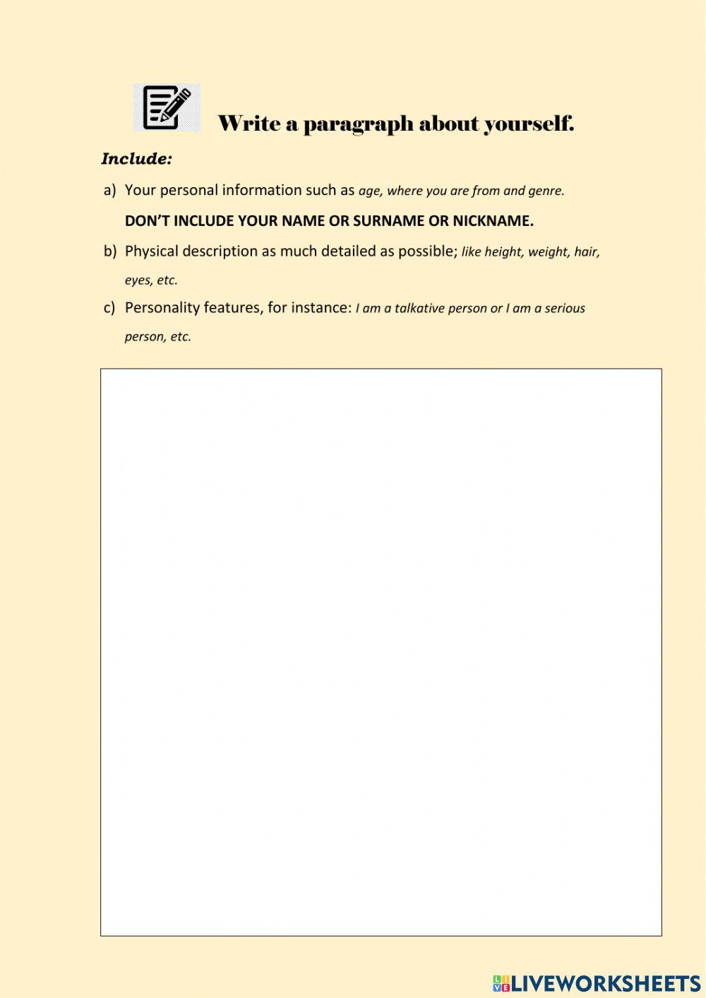 Describing your… | Free Interactive Worksheets | 786495