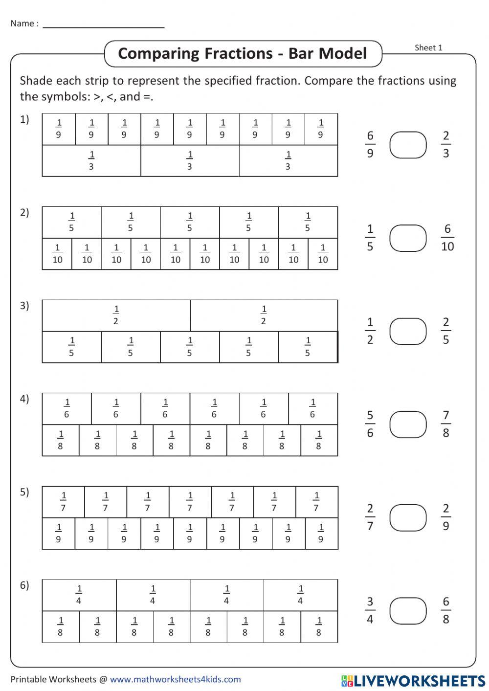 comparing fractions online exercise for | Live Worksheets