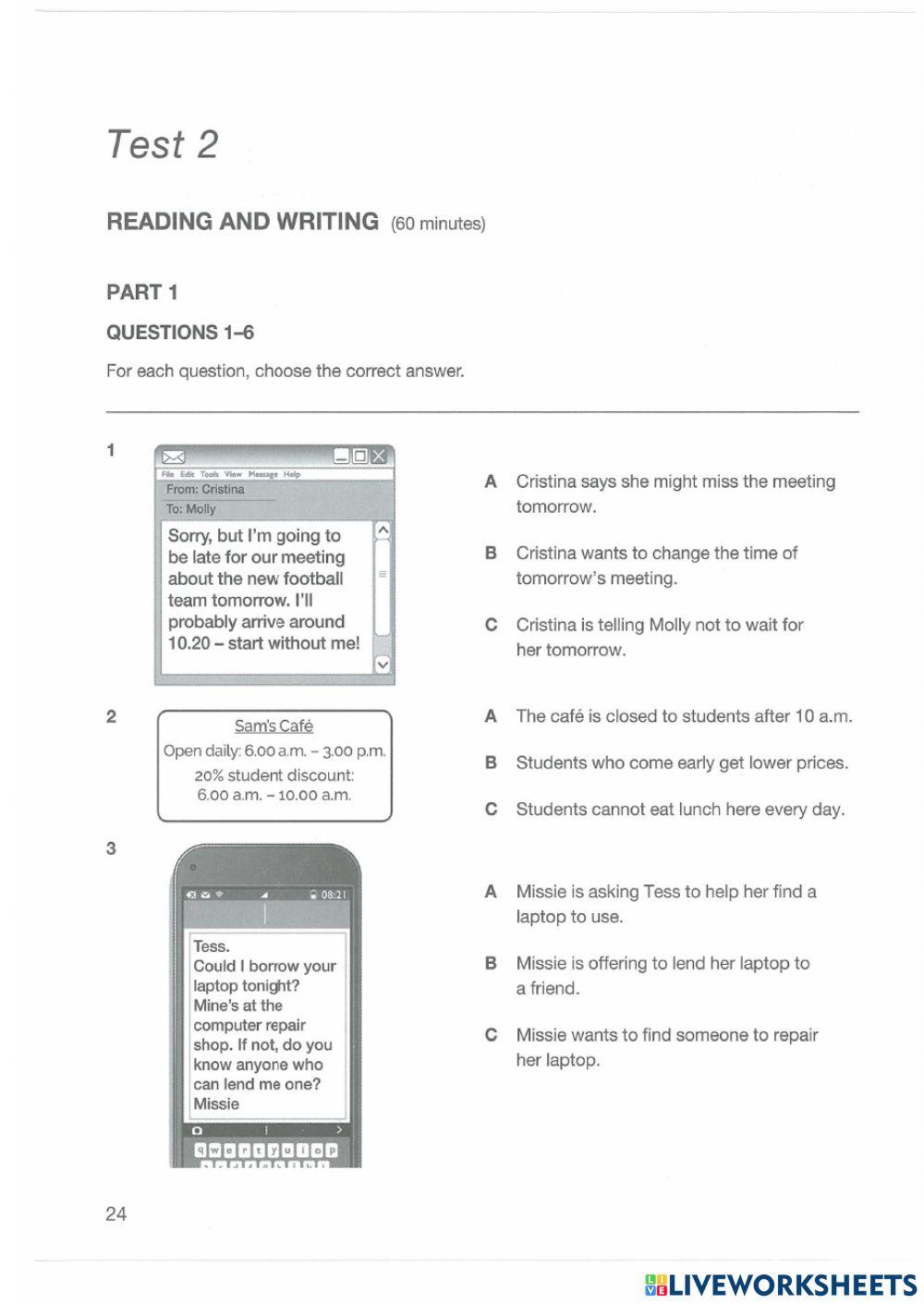 KET READING PAR… | Free Interactive Worksheets | 800565