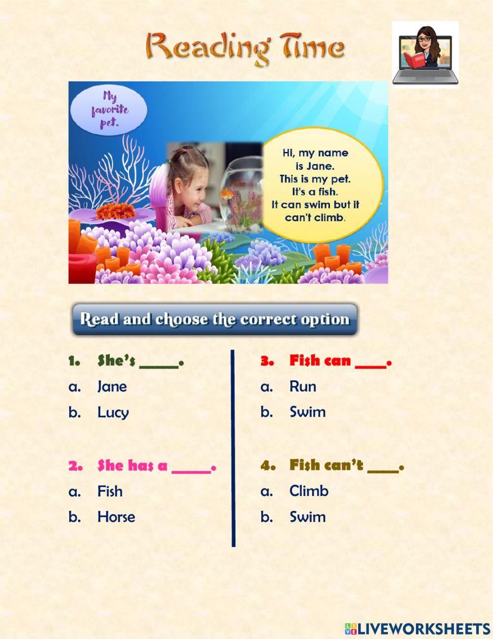 Reading time online pdf worksheet for Primaria | Live Worksheets