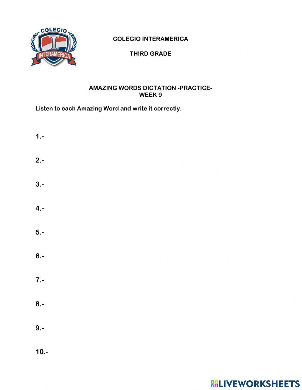 Amazing Words online worksheet for GRADE 3 | Live Worksheets