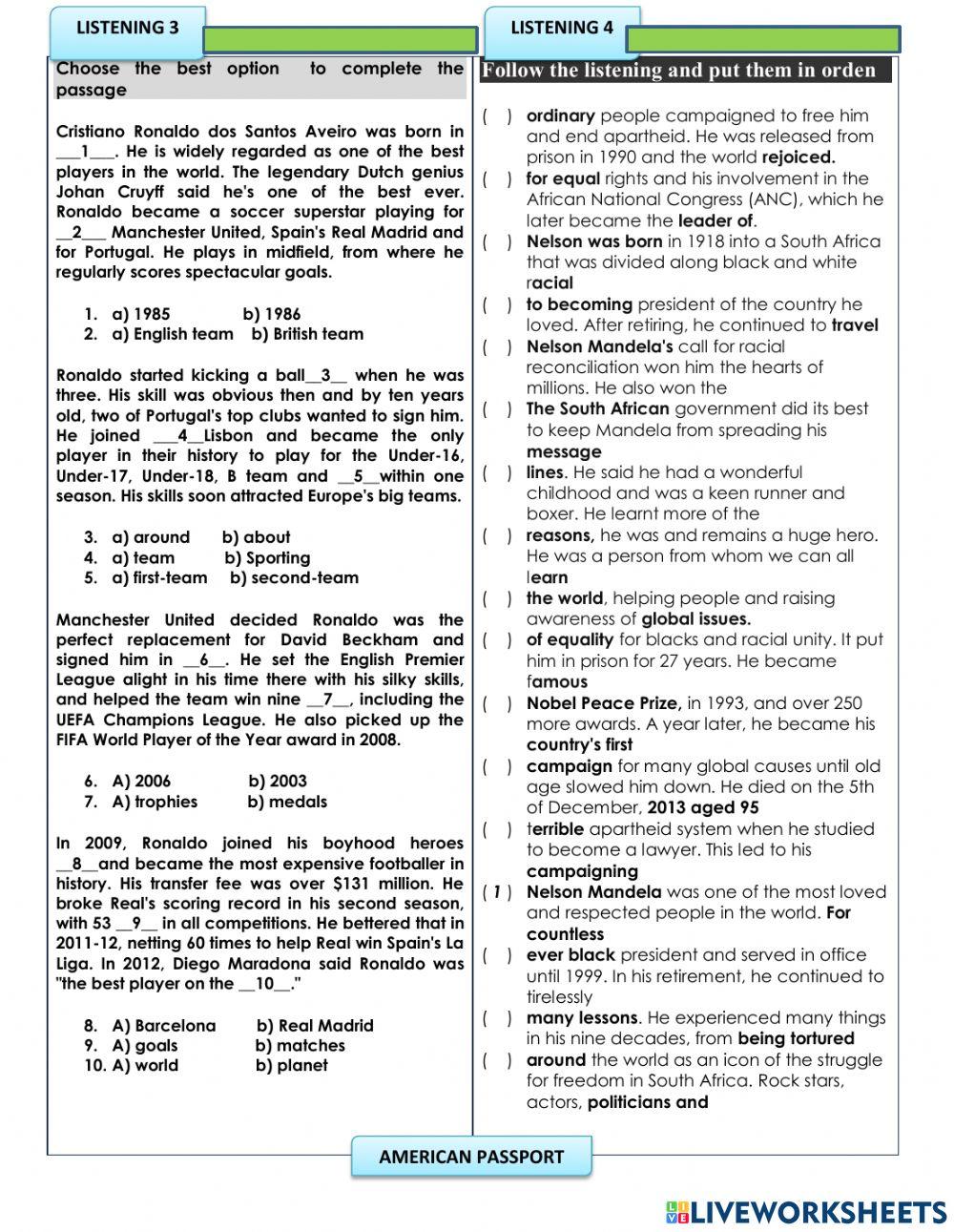 Listening checking for b1 worksheet | Live Worksheets