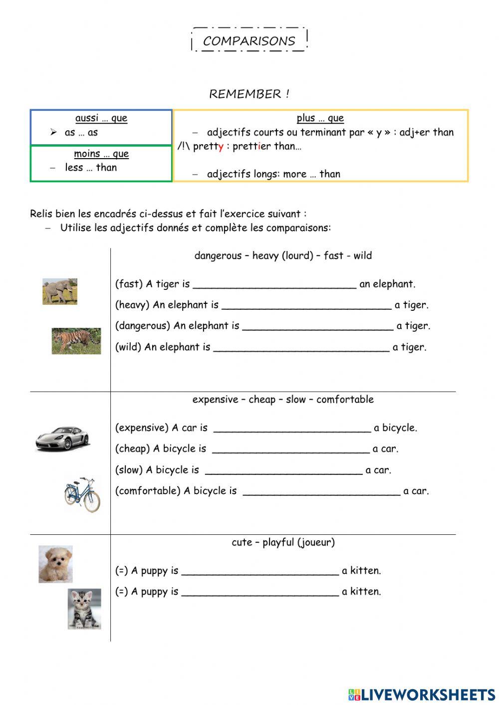 Comparisons | Free Interactive Worksheets | 787969