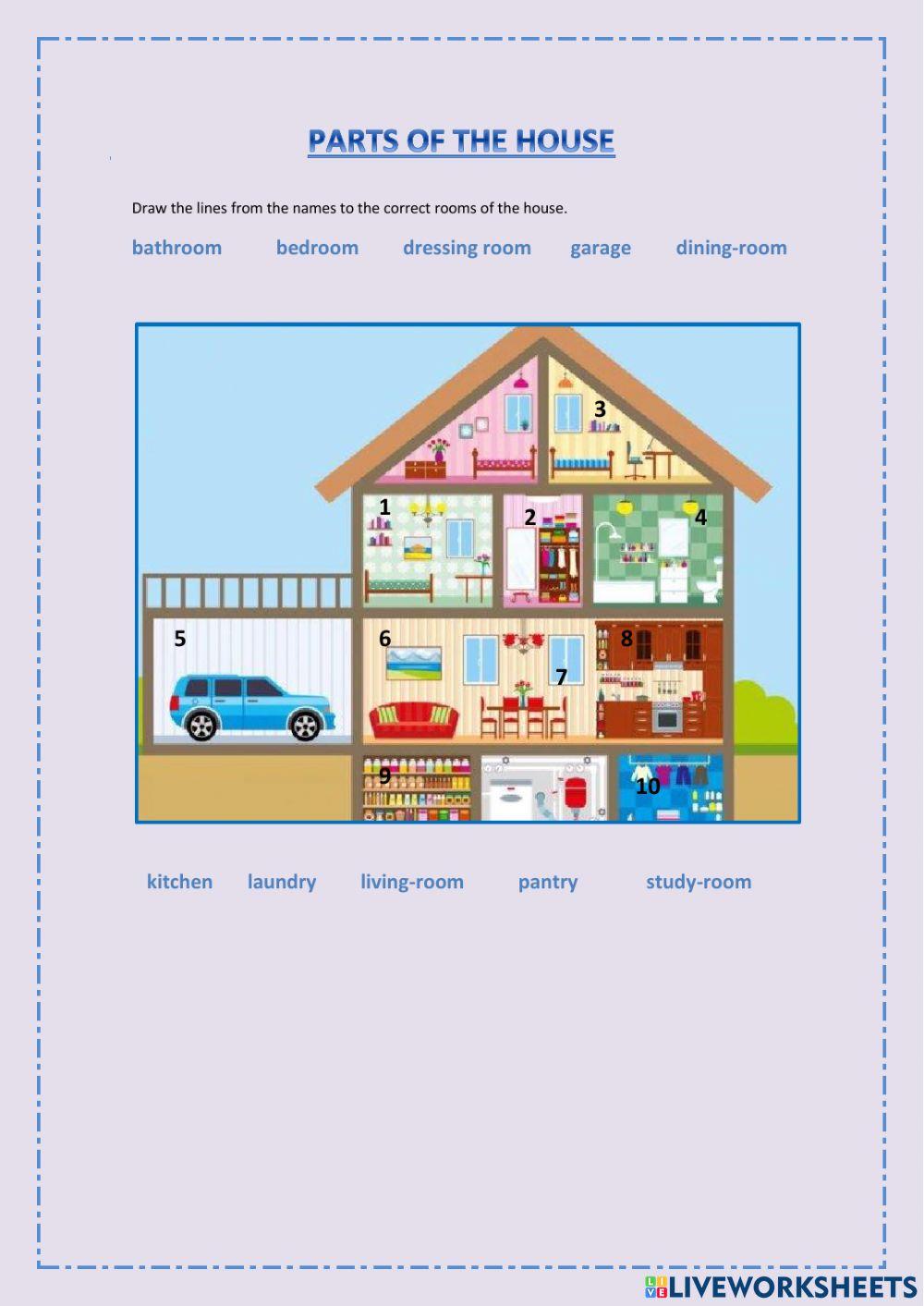 Rooms in a house free online exercise | Live Worksheets