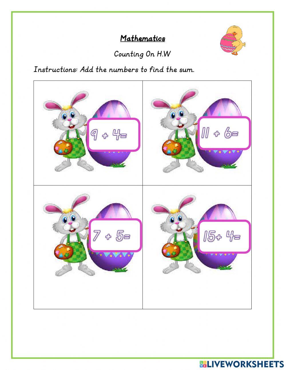 Counting on activity | Live Worksheets