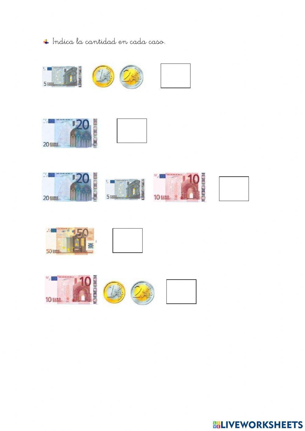 Euros online pdf activity for 3º EDUCACIÓN PRIMARIA | Live Worksheets