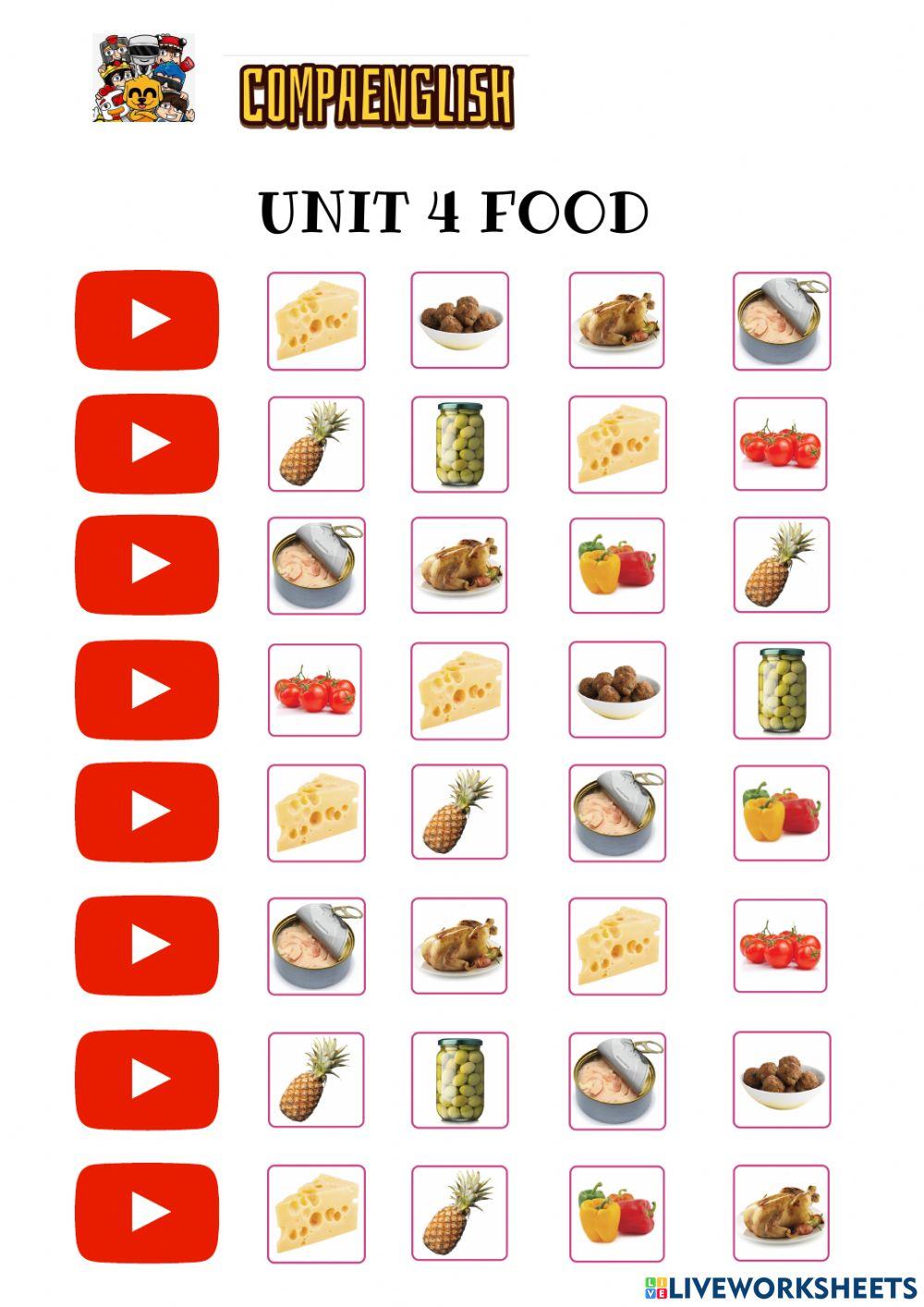 H1 Unit 4 Food | Free Interactive Worksheets | 788645