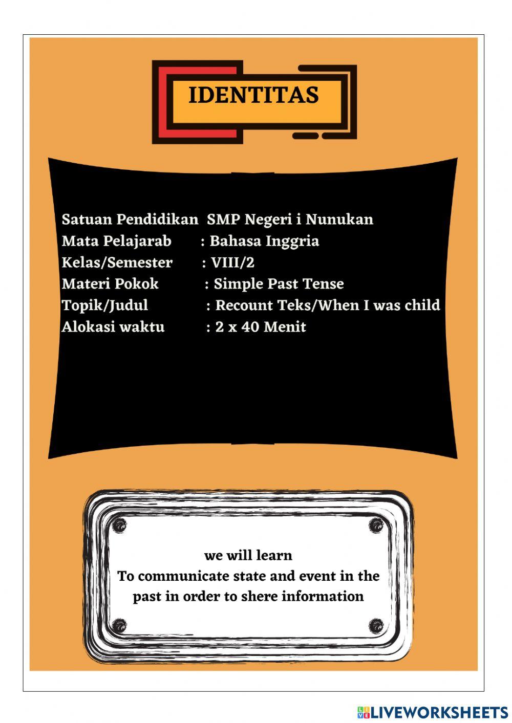 Past tense online exercise for GRADE 8 | Live Worksheets