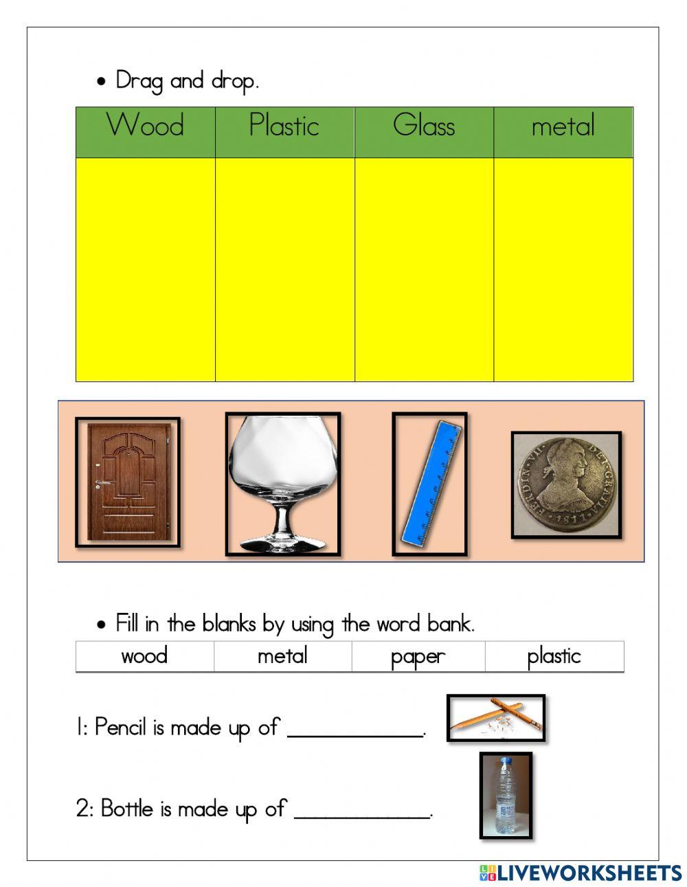 Science day 1 live worksheet material worksheet | Live Worksheets