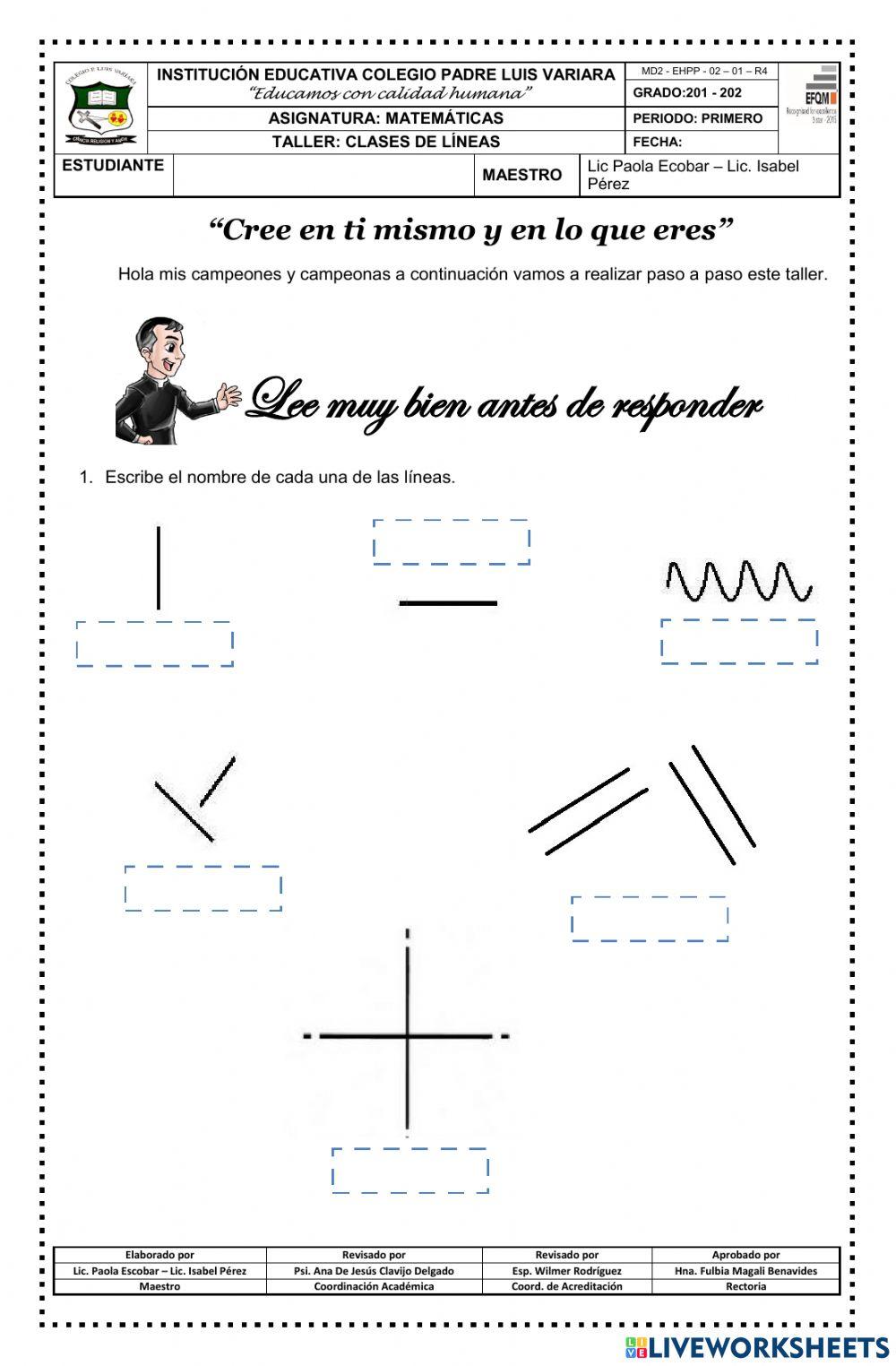 Clase de lineas worksheet | Live Worksheets