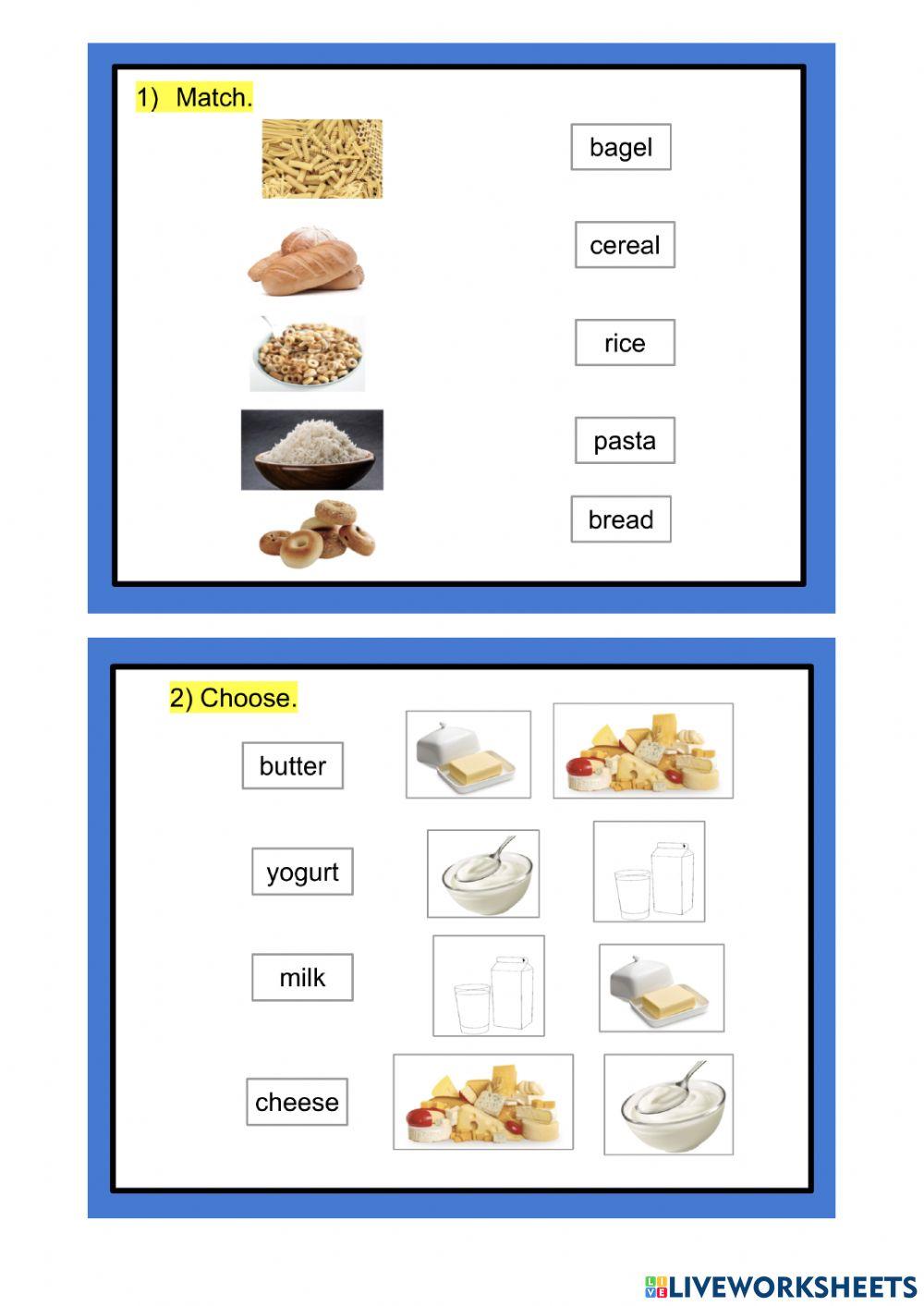 Grains and dairy 789111 | brunapimenta | Live Worksheets