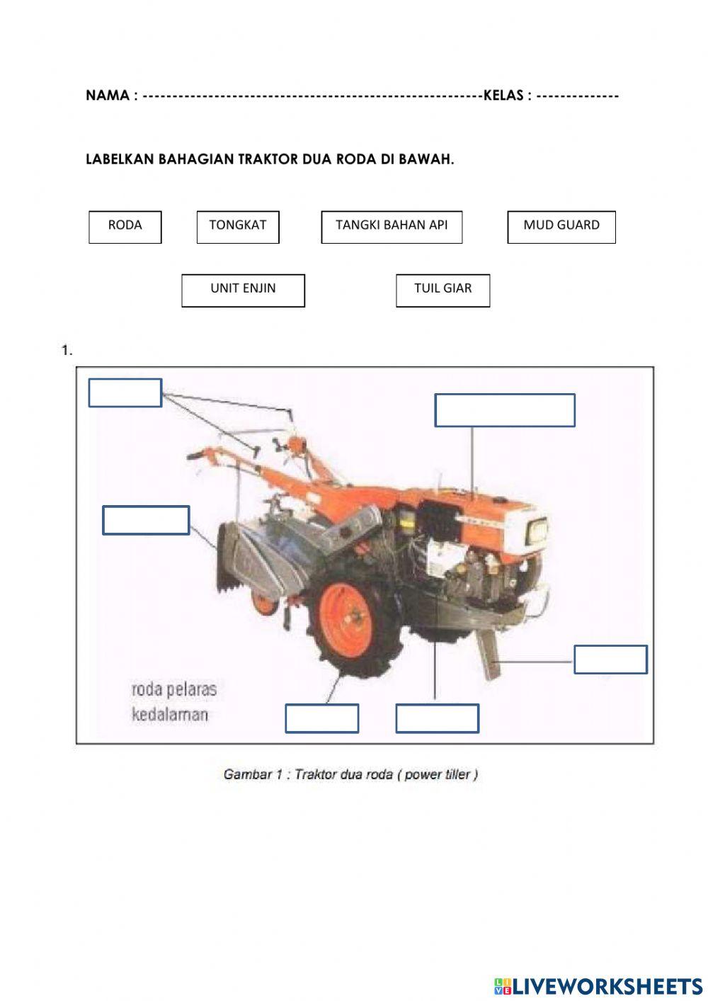 Traktor dua roda worksheet | Live Worksheets