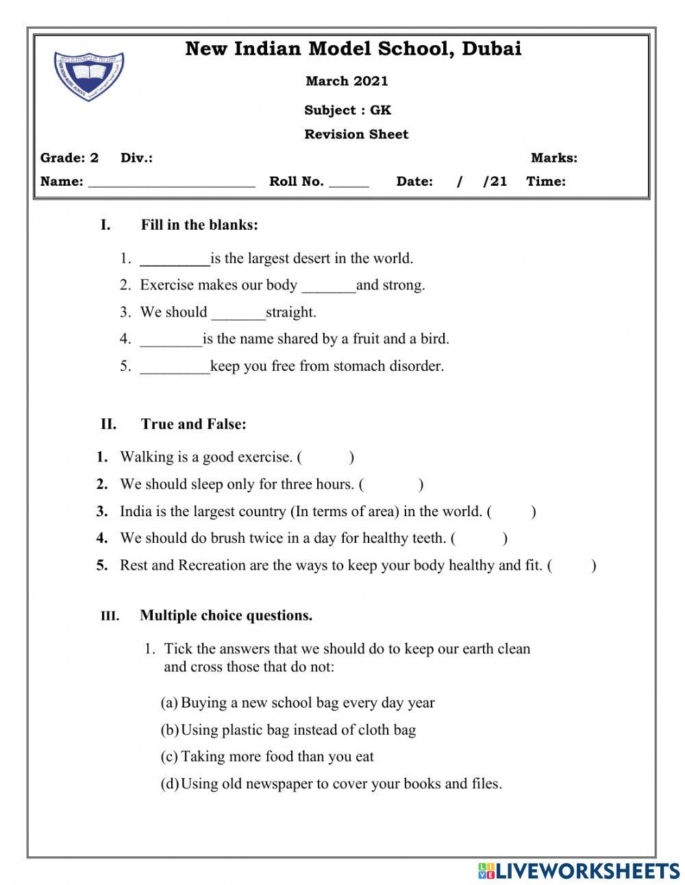 GK LIVE WORKSHE… | Free Interactive Worksheets | 4841352