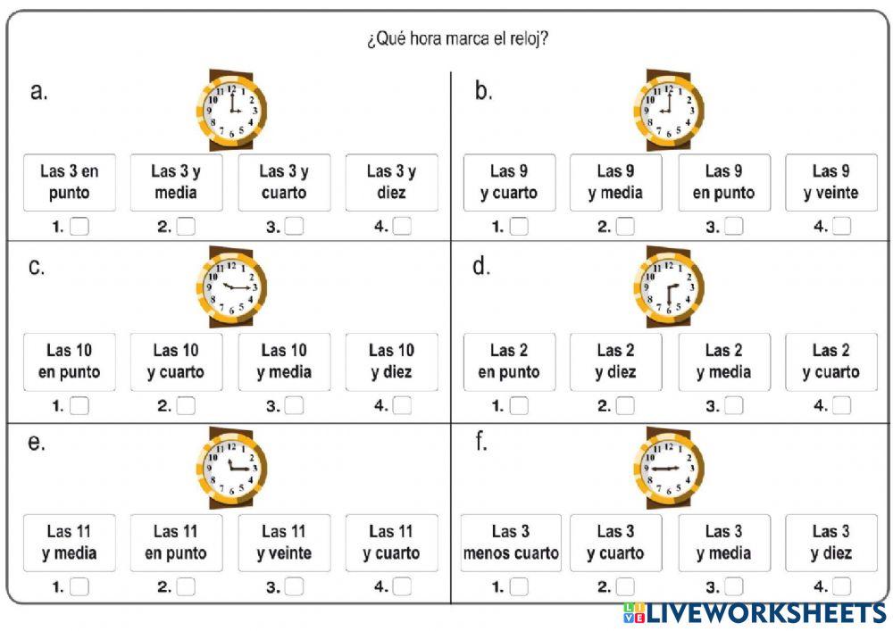 Relojes 5 | Free Interactive Worksheets | 789975