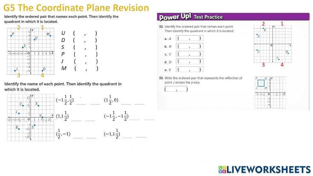 G5 The Coordinate Plane Revision PART 1 worksheet | Live Worksheets
