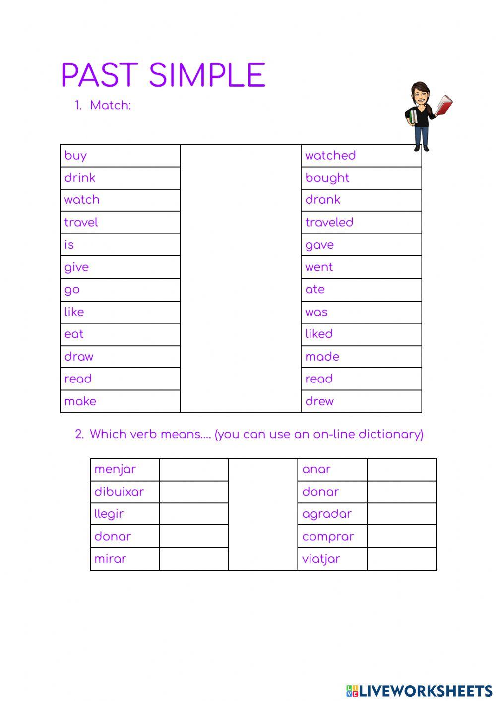 Past Simple Vocabulary worksheet | Live Worksheets