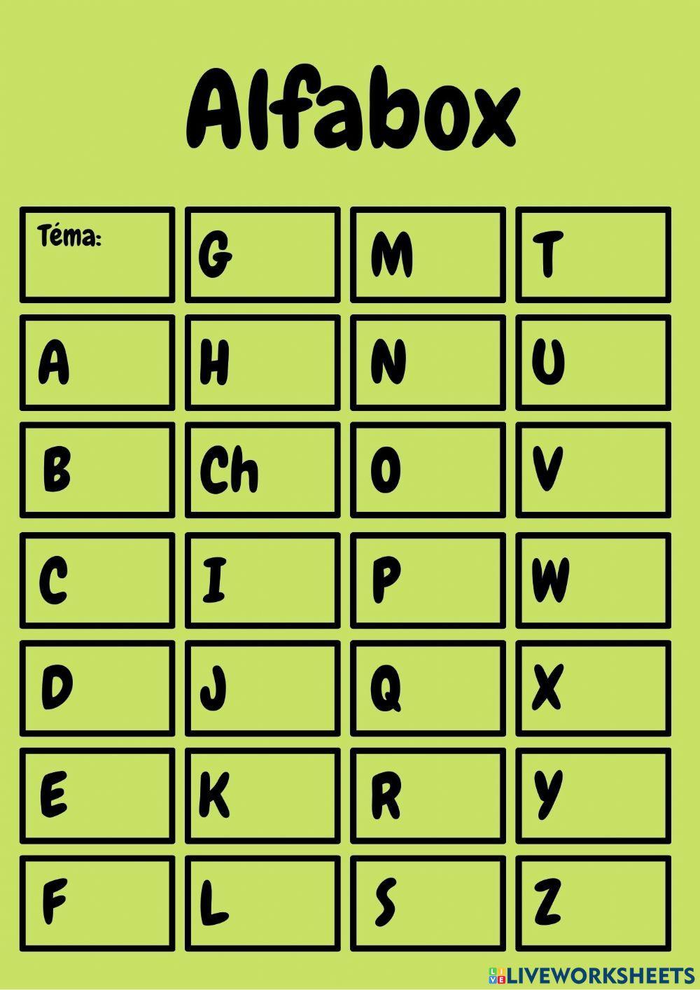 Alfabox worksheet | Live Worksheets