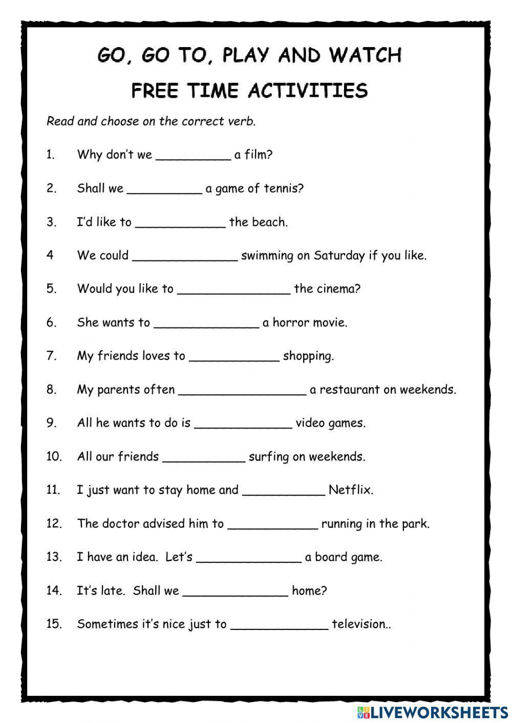 Play Go Go to Watch worksheet | Live Worksheets