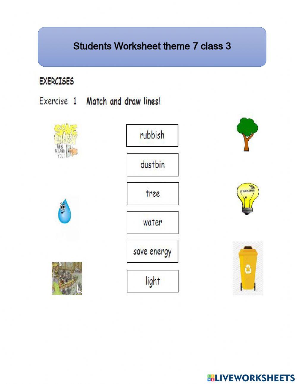 Theme 7 about Save Energy (2nd meeting) worksheet | Live Worksheets