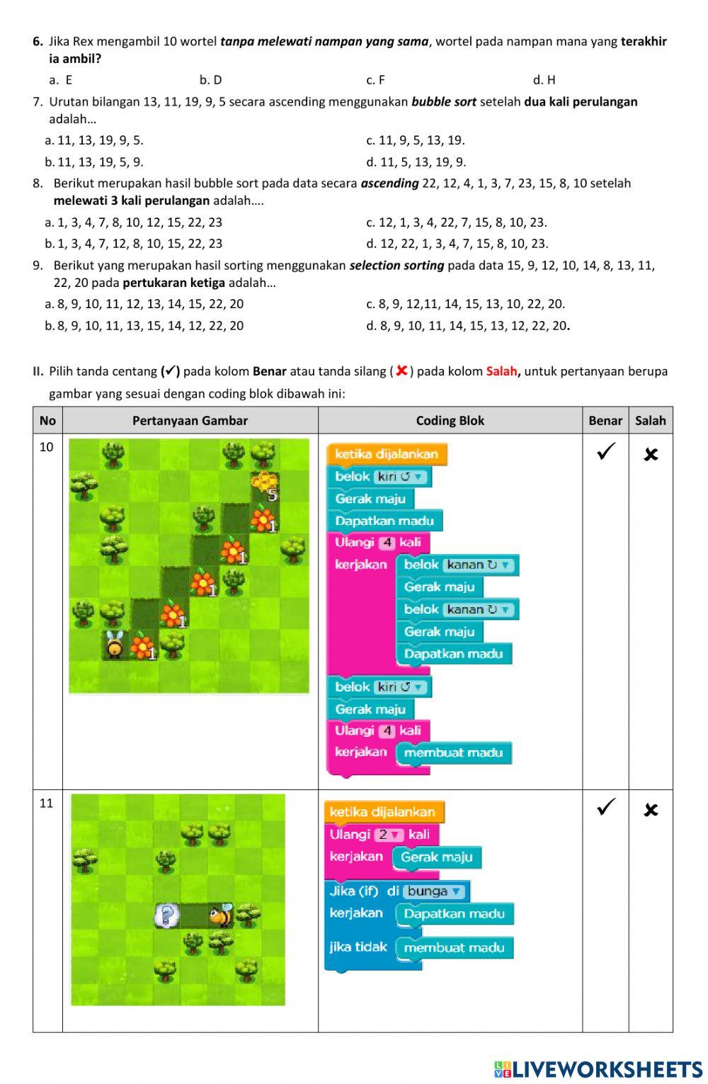 Informatika-CT-Pemograman worksheet | Live Worksheets