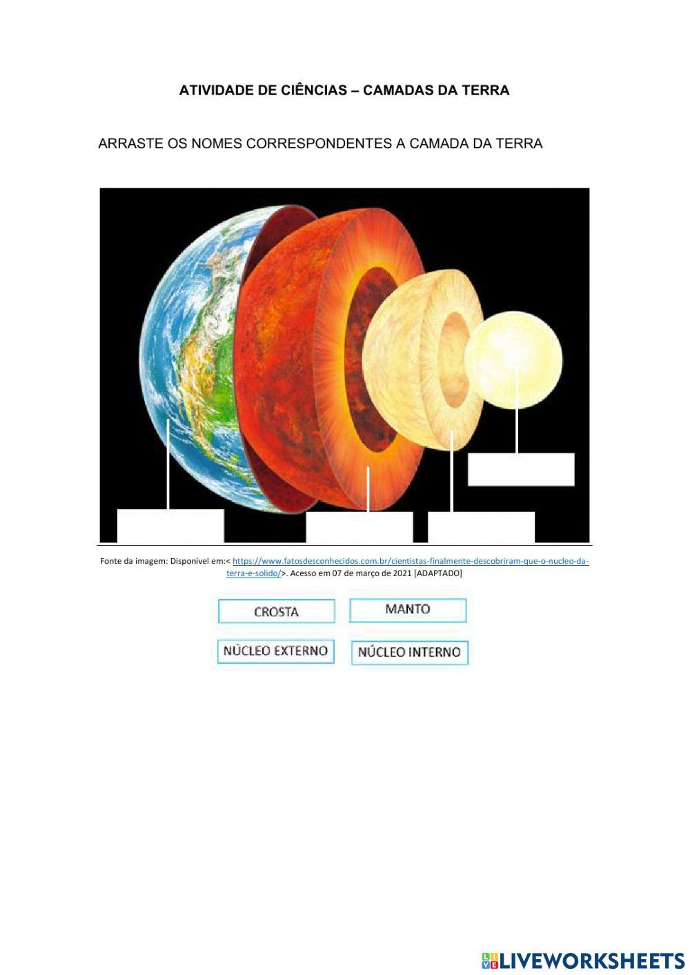 CAMADAS DA TERR… | Free Interactive Worksheets | 4845863