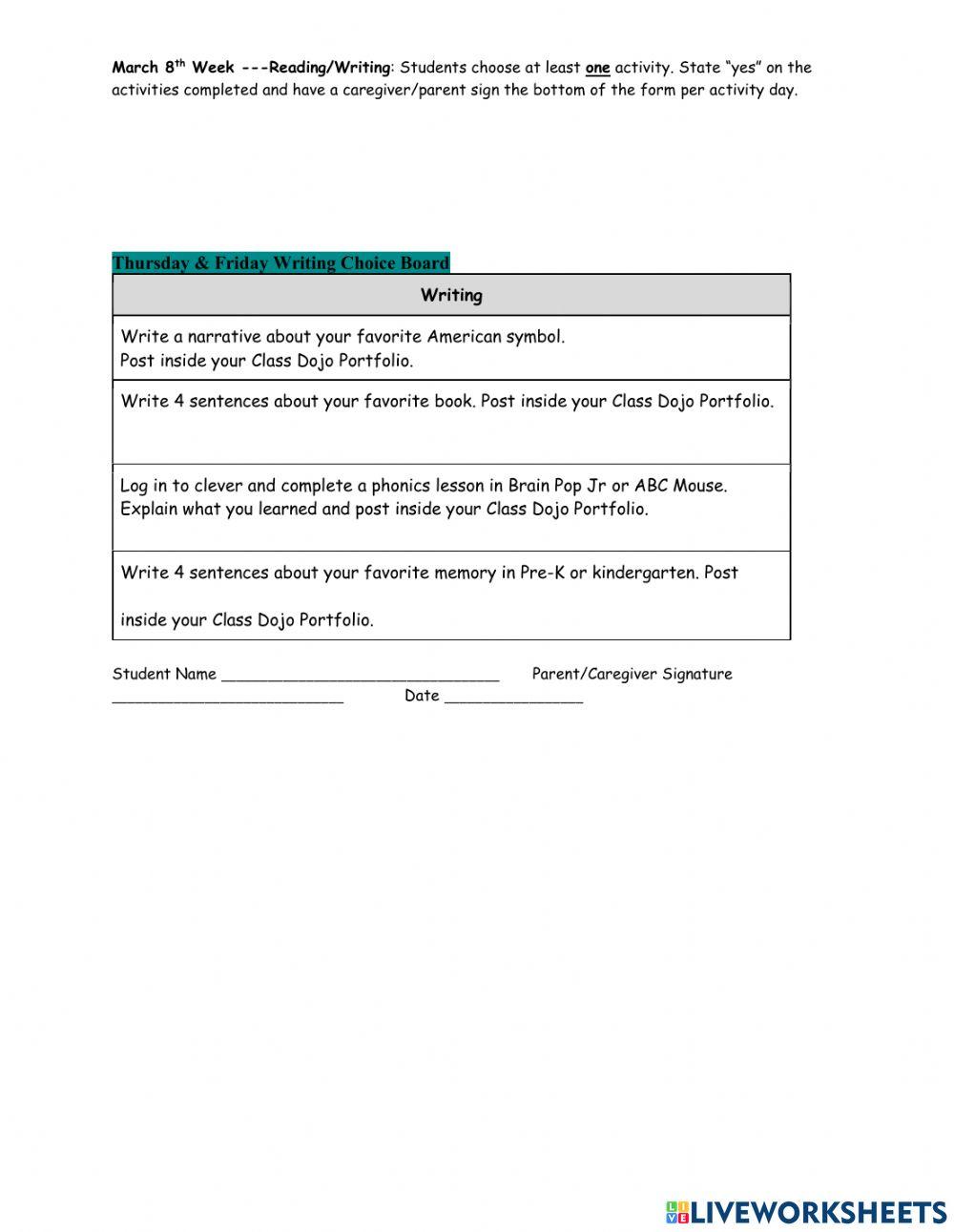 ELA March 8th Week online exercise for | Live Worksheets