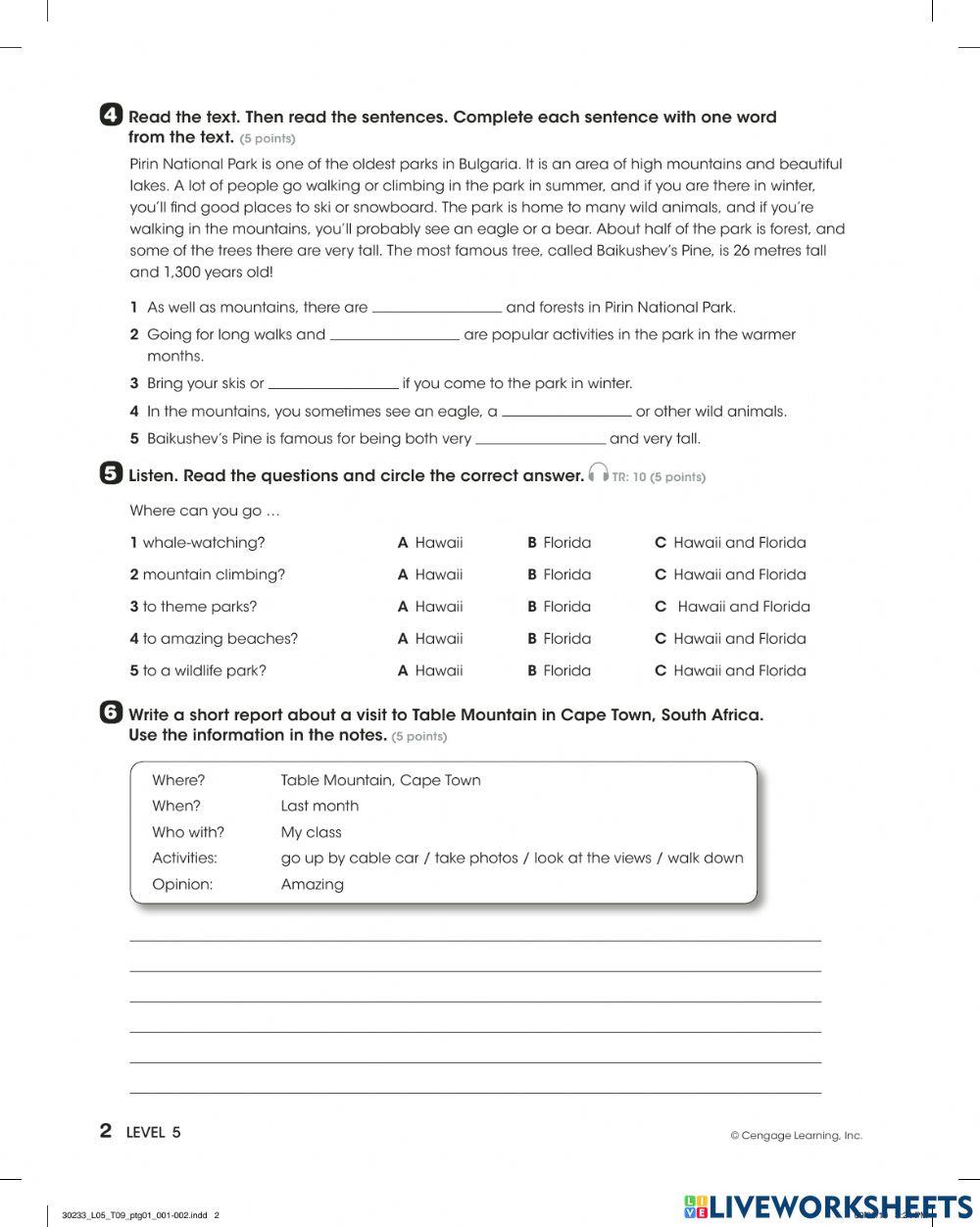 LOOK 5 UNIT 9 | LiveWorksheets | 4848700