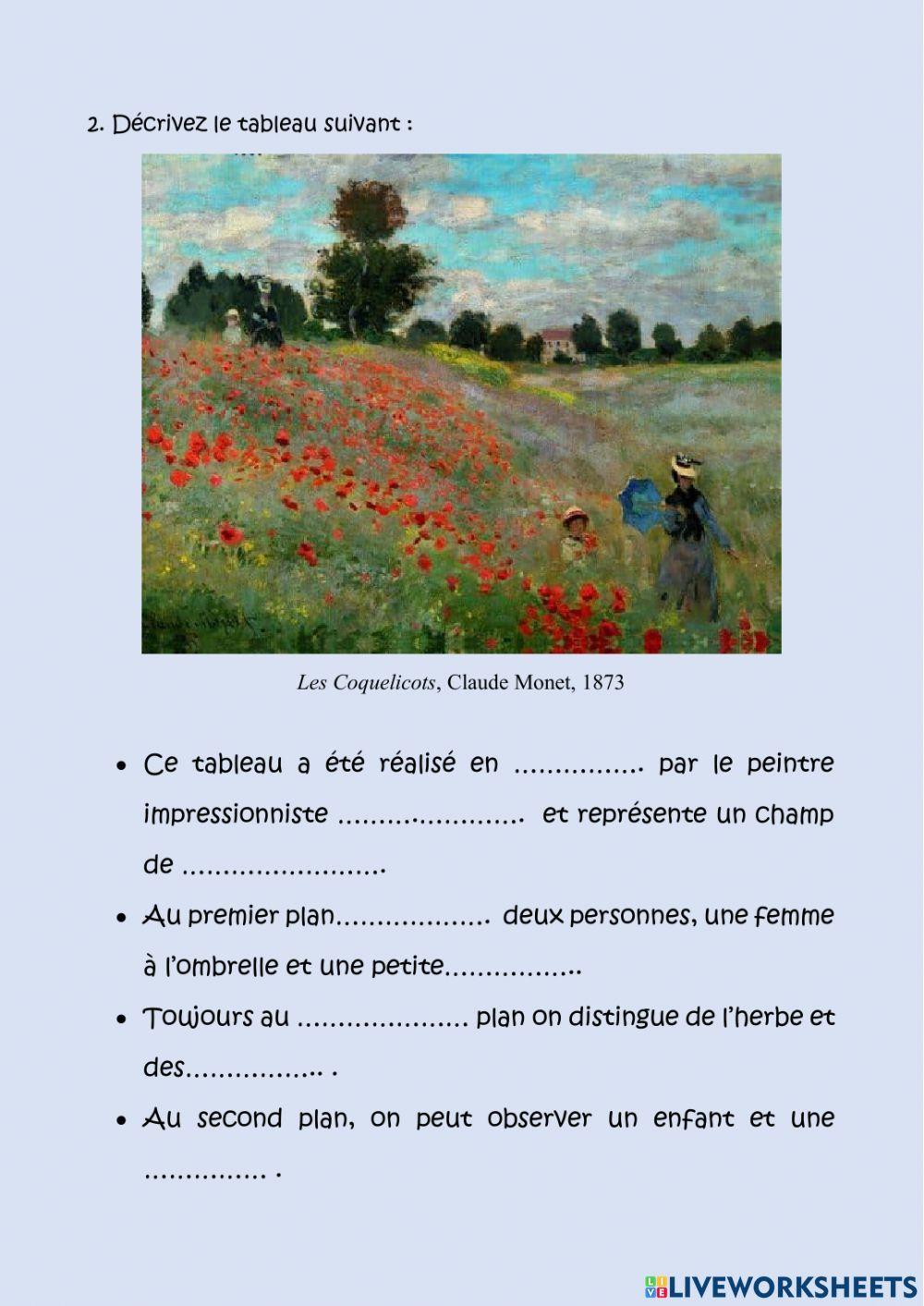 Impressionnisme | Free Interactive Worksheets | 795073