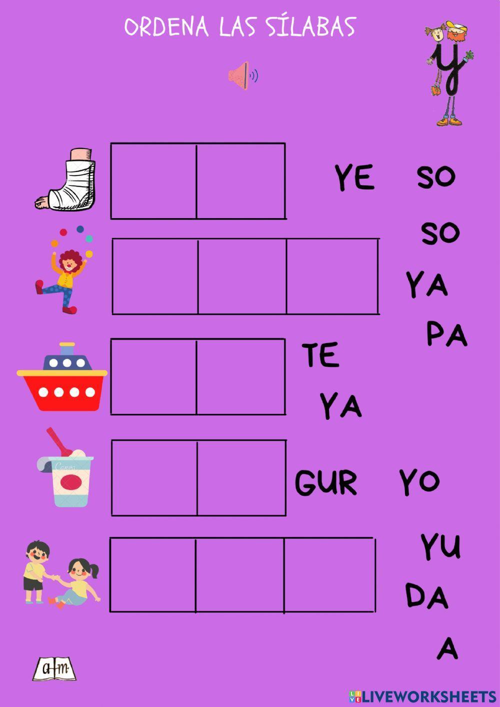 Pdf online worksheet: Letra Y | Live Worksheets