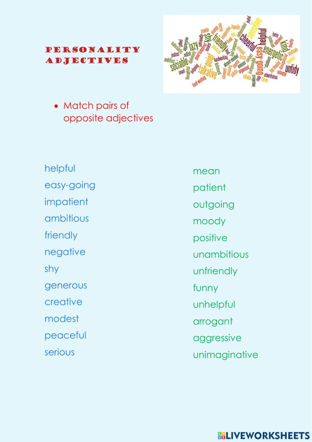 Personality Adjectives List