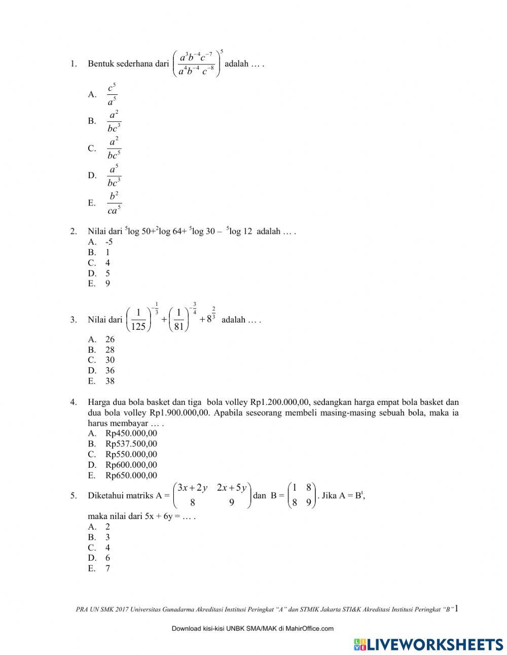 Soal usp tkp worksheet | Live Worksheets
