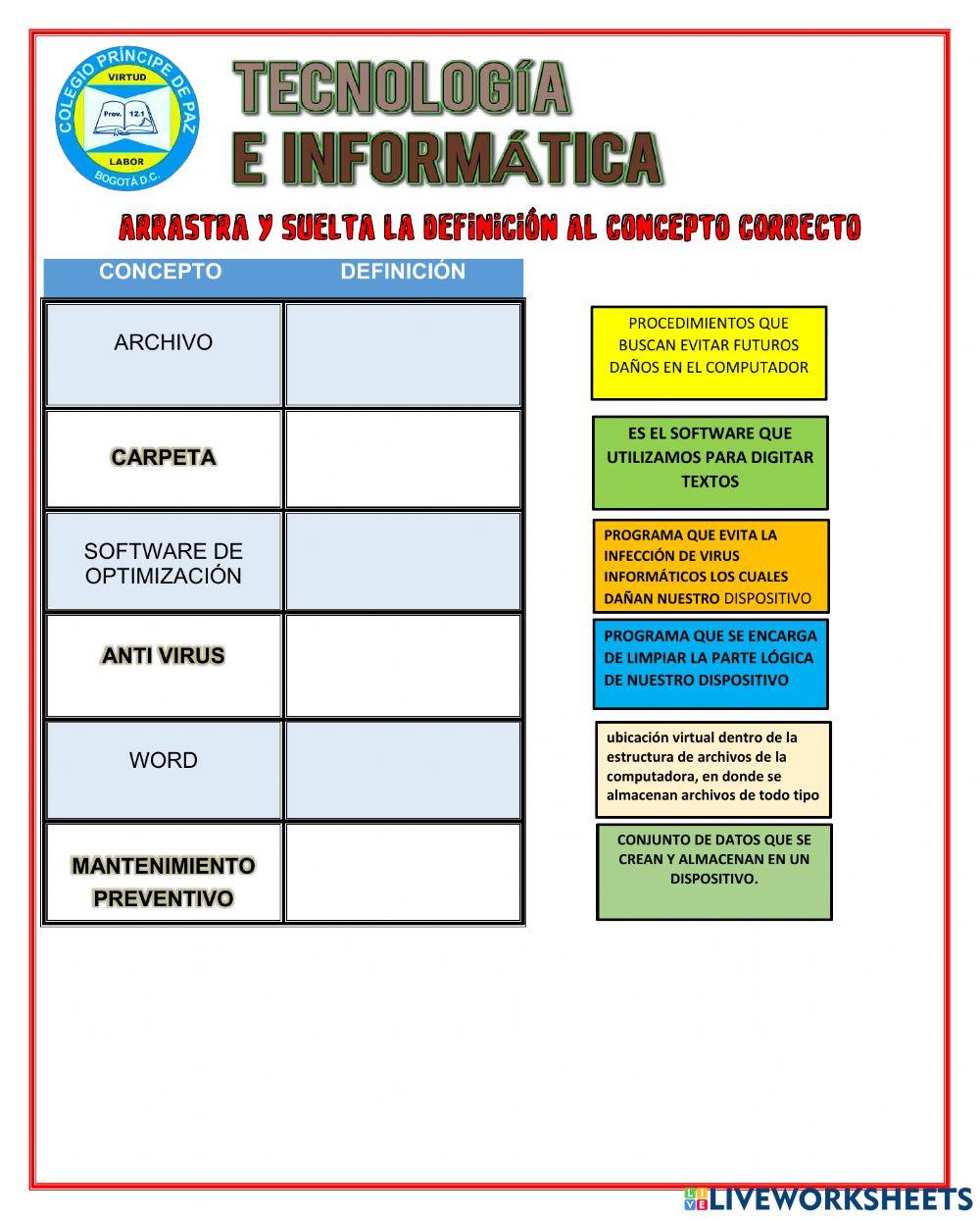 Conceptos de Informática interactive worksheet | Live Worksheets