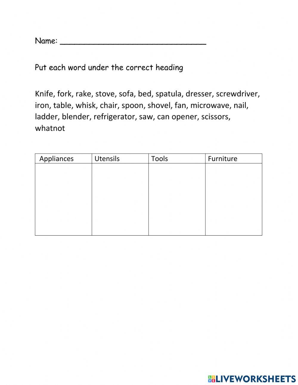 4852874 | Grouping Things in the Home | LeteciaHyman