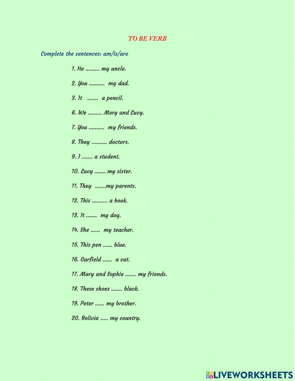 To Be Verb Online Worksheet Live Worksheets to-be-verb-online-worksheet-live-worksheets