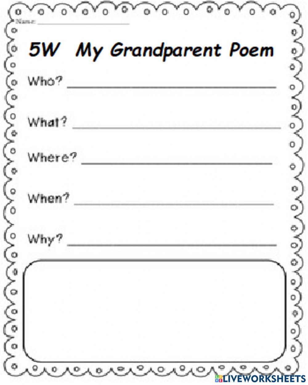5W Poem My Grandparent worksheet | Live Worksheets
