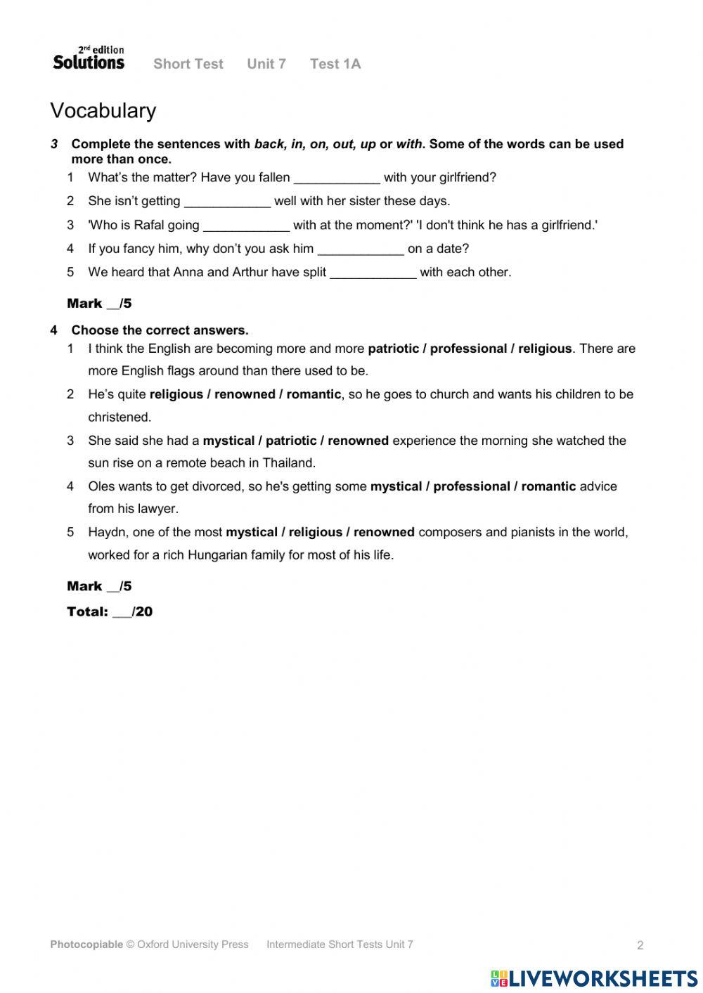 Sol inter unit … | Free Interactive Worksheets | 6472035