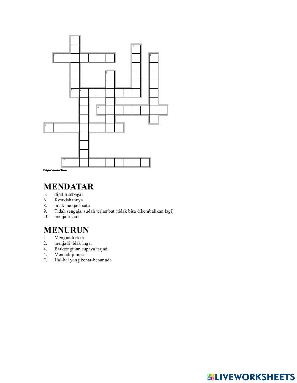 Kata berimbuhan TATA BAHASA activity | Live Worksheets