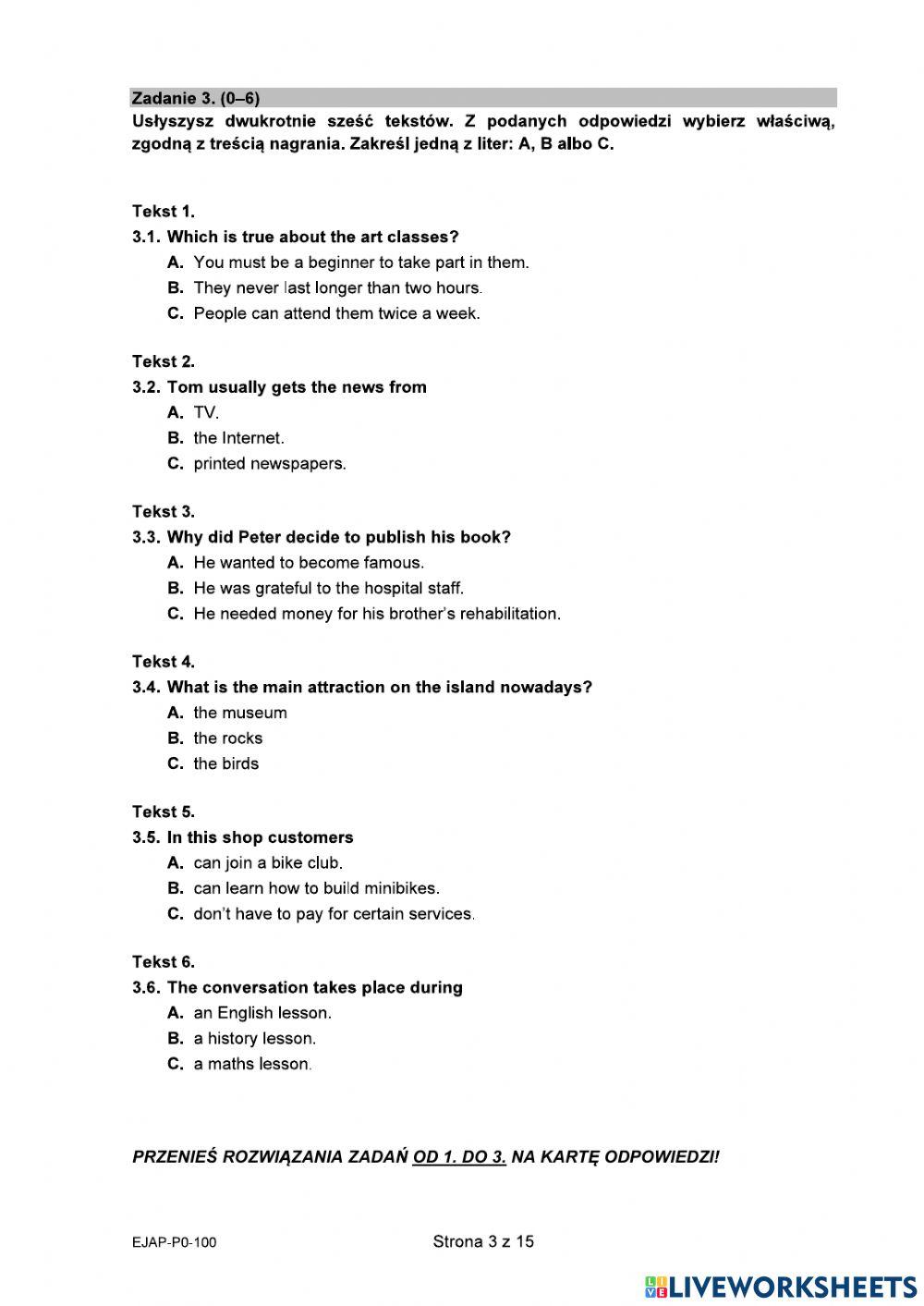 CKE matura prób… | Free Interactive Worksheets | 797635