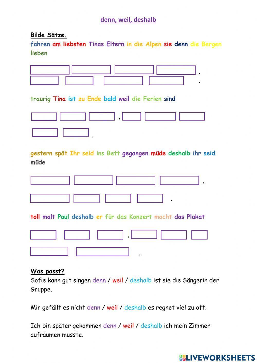Denn,weil,desha… | Free Interactive Worksheets | 797756