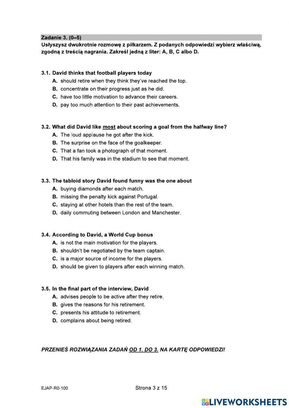 CKE matura próbna rozszerzona 2021 zad 1-8 worksheet | Live Worksheets