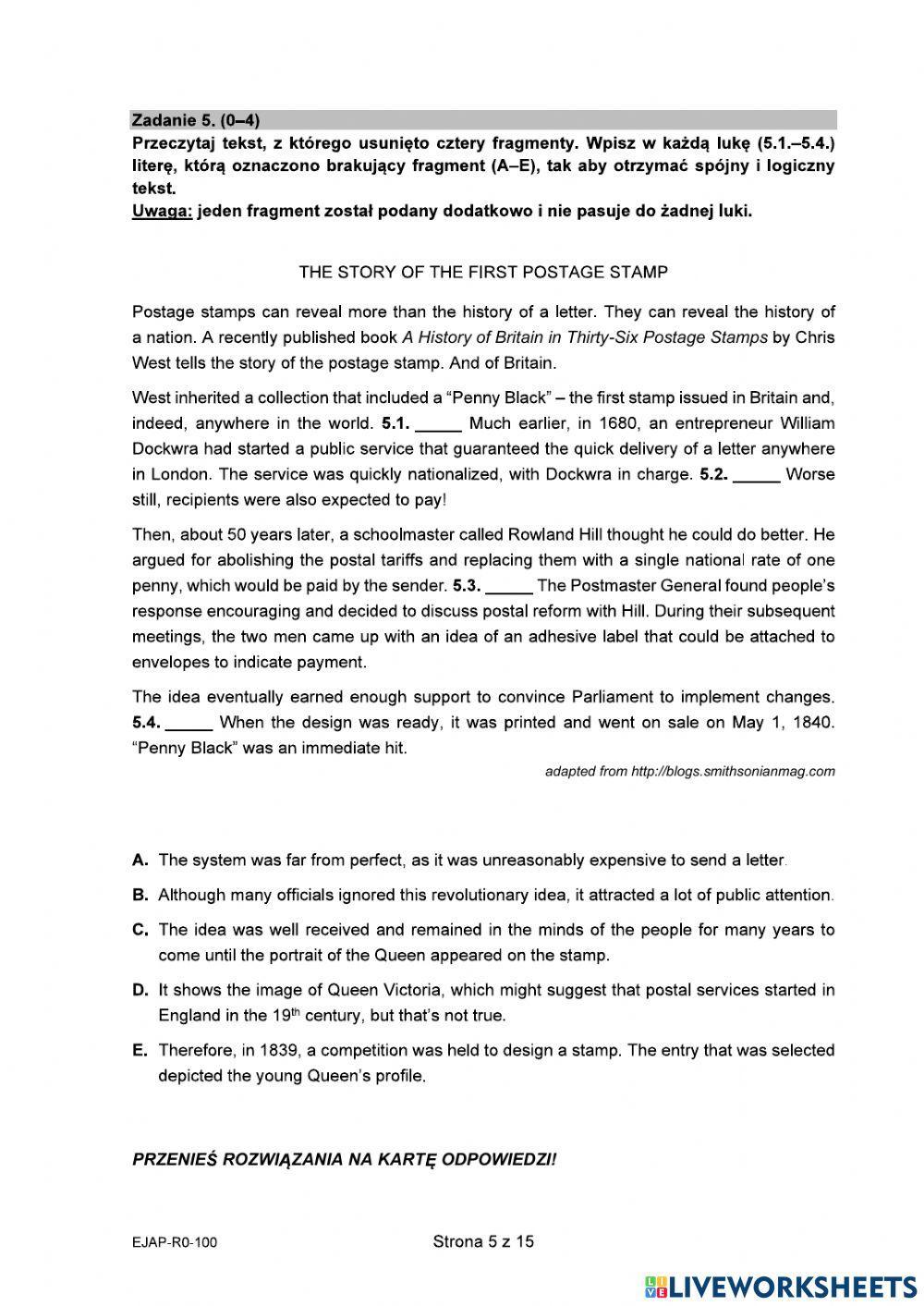 CKE matura próbna rozszerzona 2021 zad 1-8 worksheet | Live Worksheets