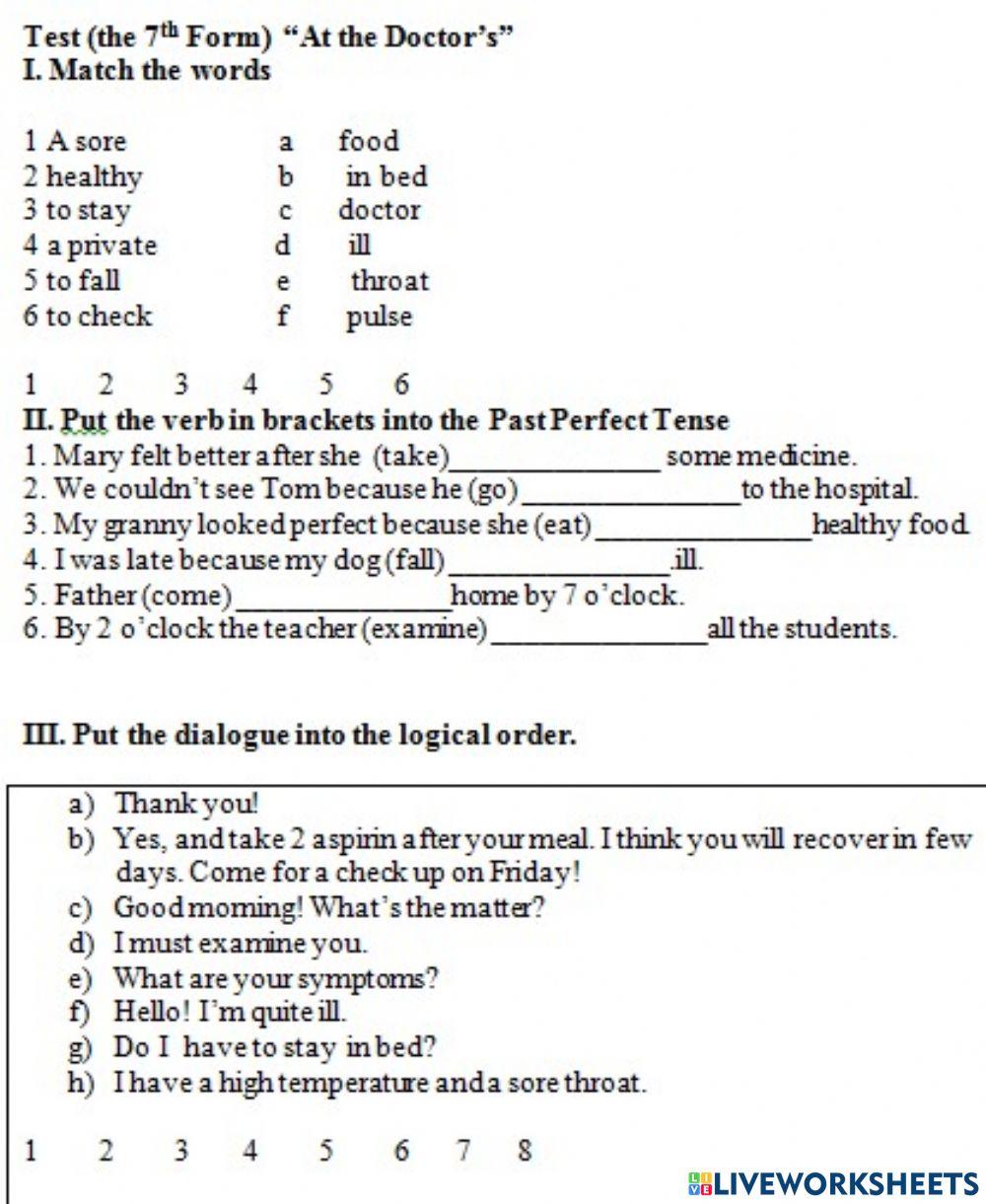 TEST 7 form worksheet | Live Worksheets