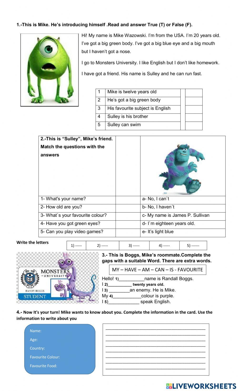 MONSTERS online exercise for | Live Worksheets