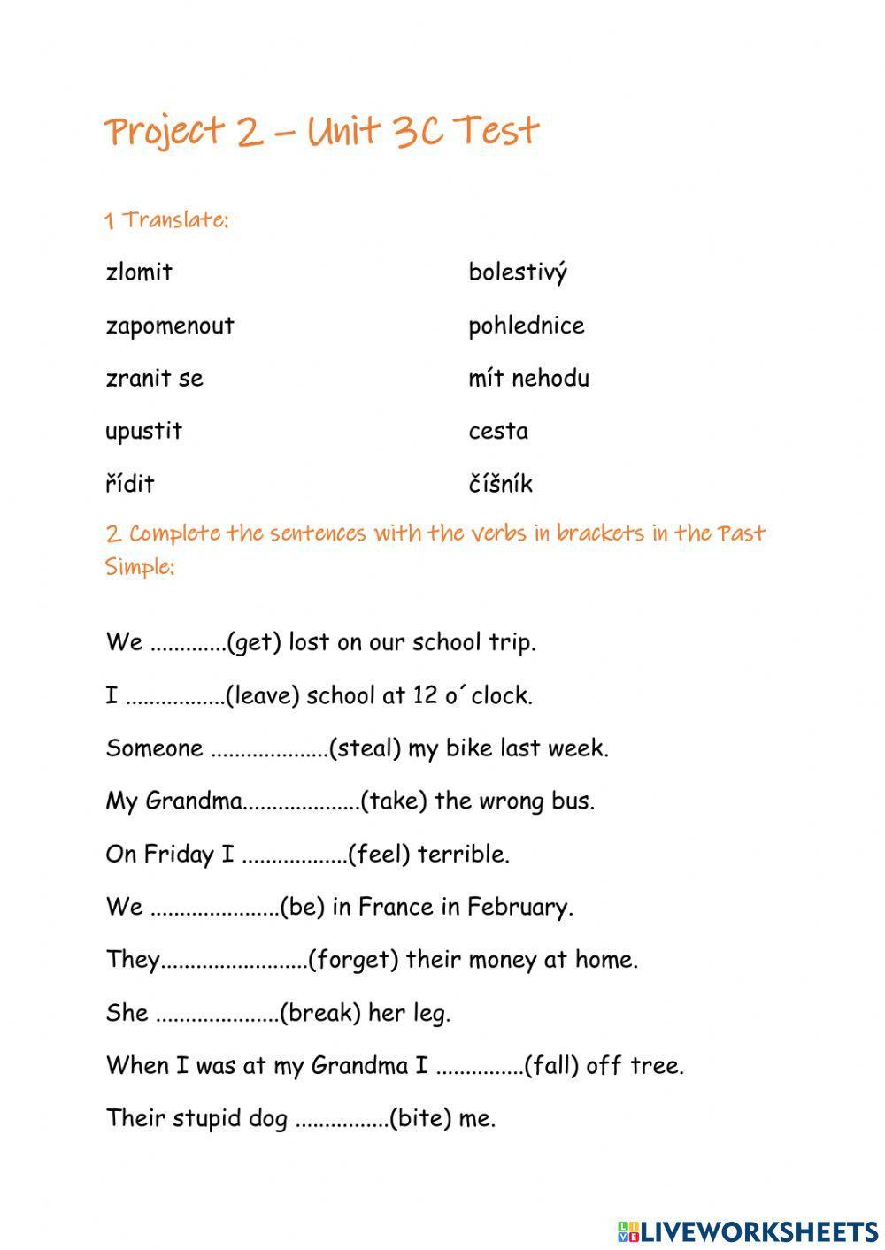 Project 2 - Uni… | Free Interactive Worksheets | 798202