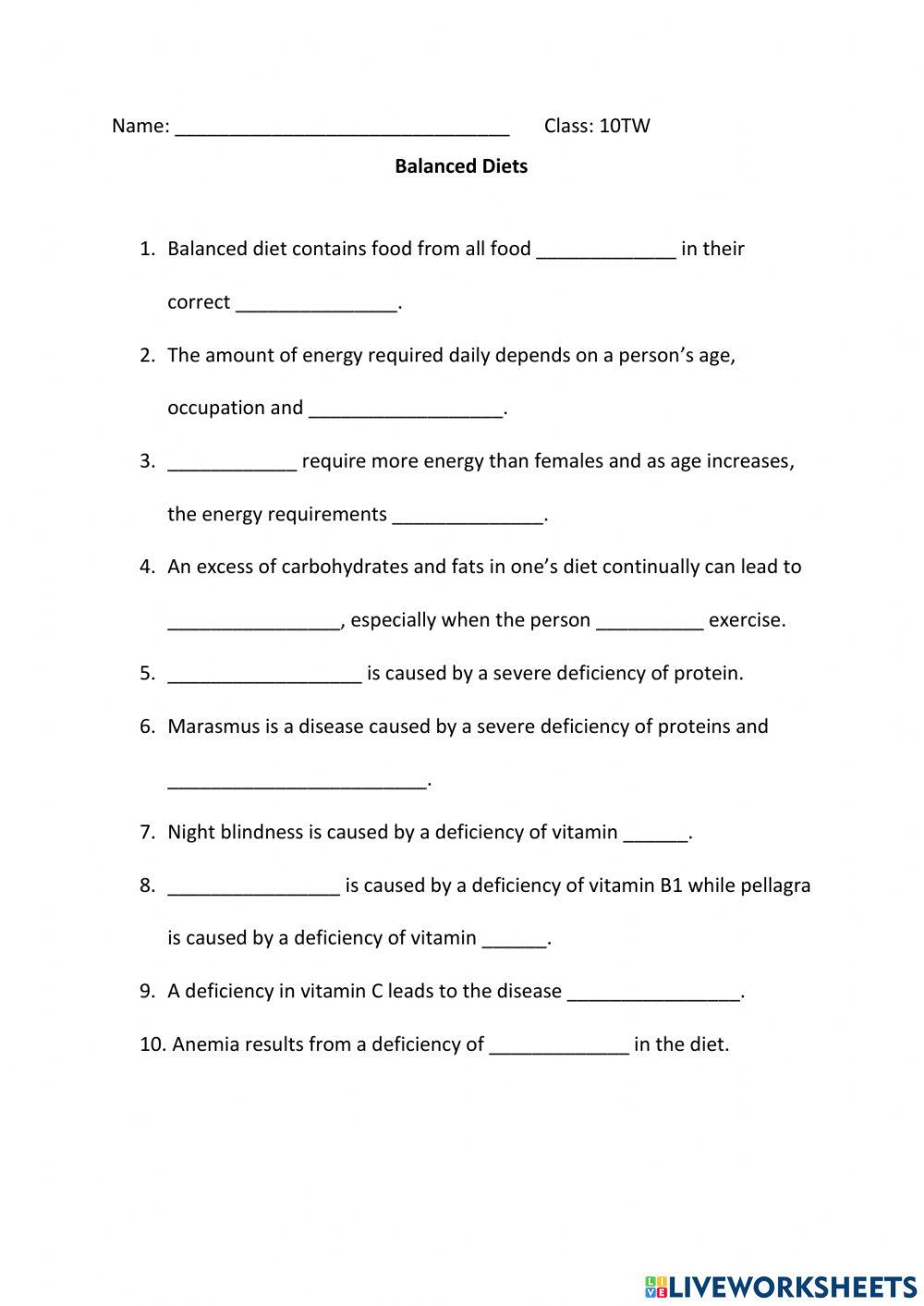 Deficiency Dise… | Free Interactive Worksheets | 798316
