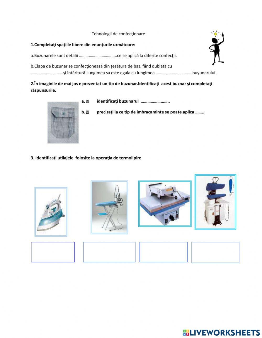 Tehnologii de confectionare worksheet | Live Worksheets